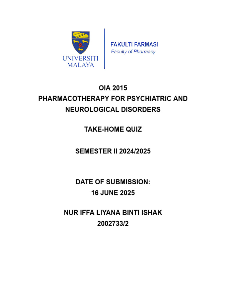 Oia 2015 Take Home Assignment | PDF | Antidepressant | Aspirin