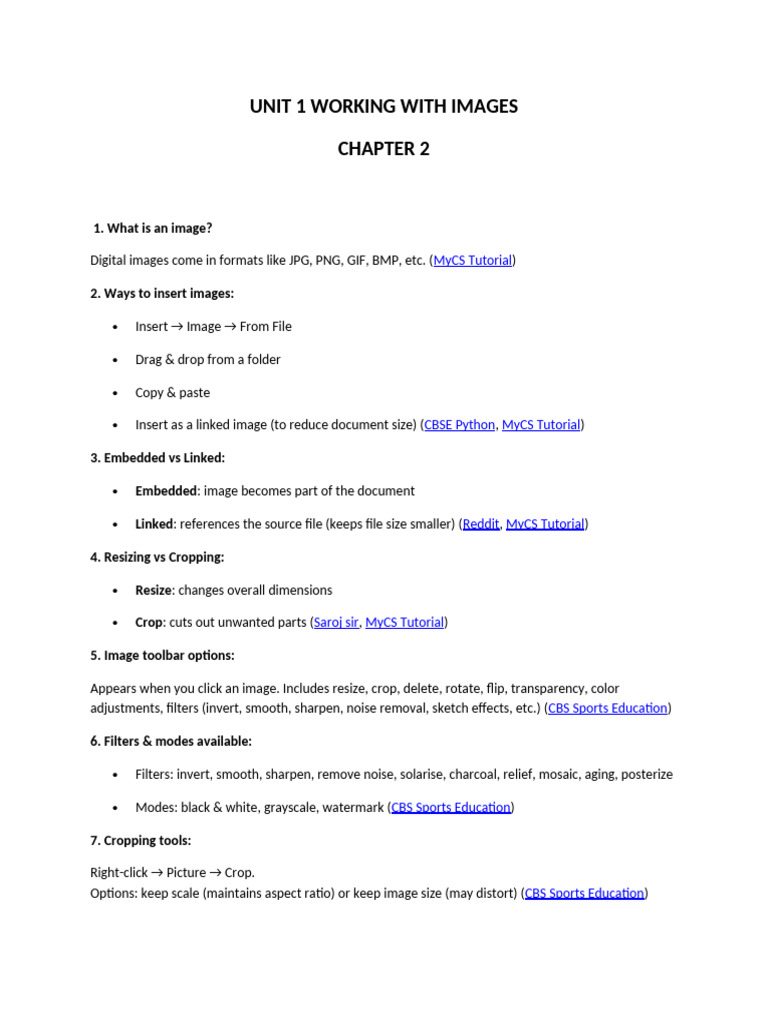 It Unit 1 CH 2 Working With Images Class 10 | PDF