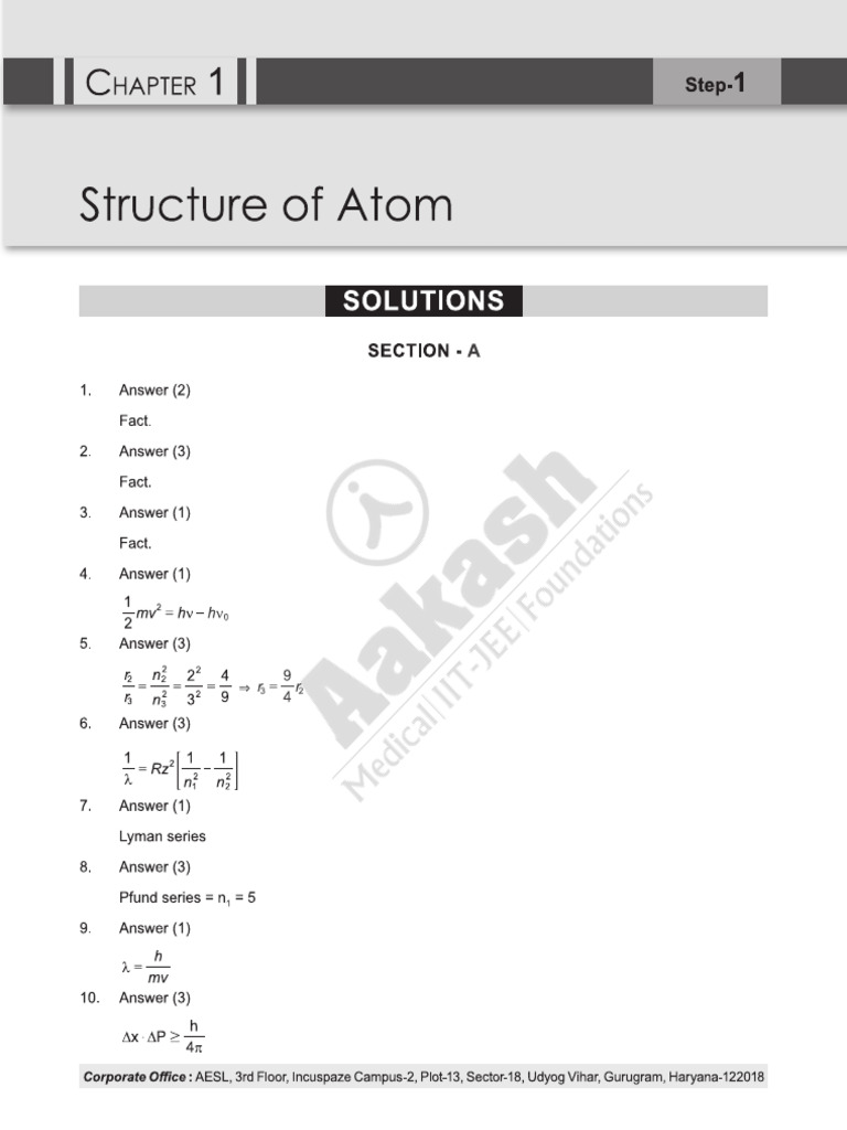Structure of Atom | PDF