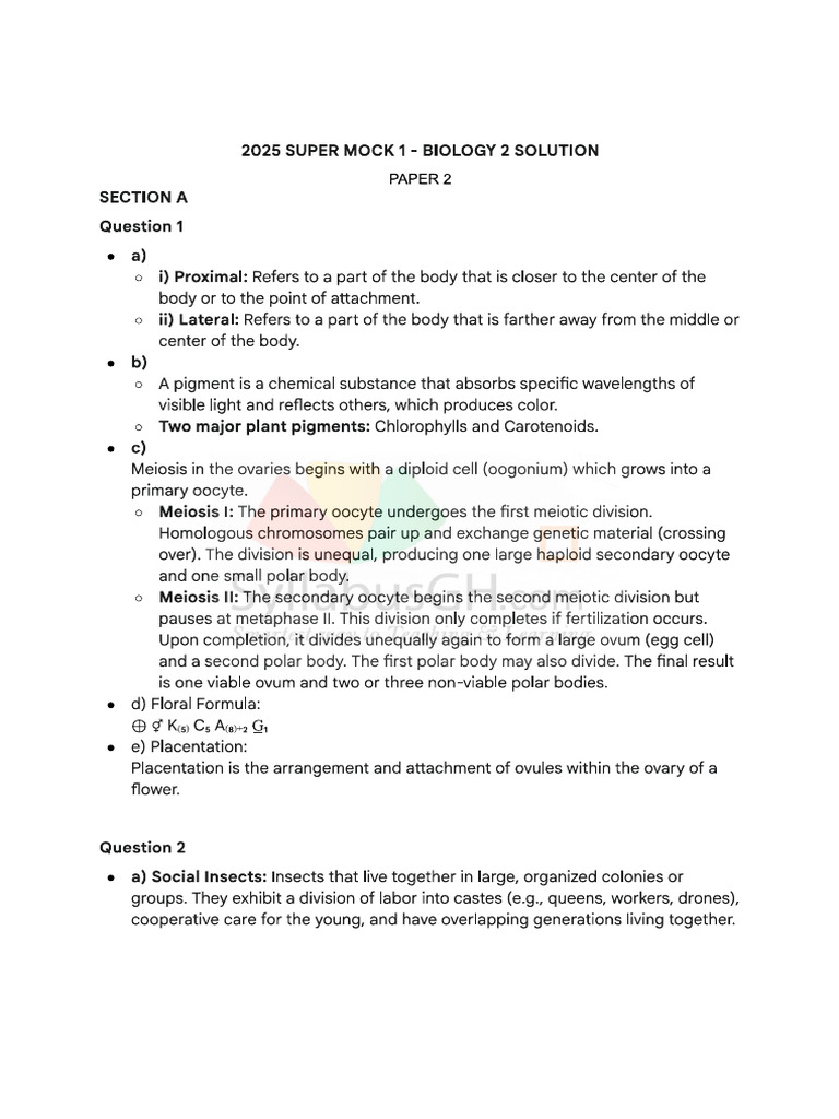 2025 Super Mock 1 - Biology 2 Solution | PDF