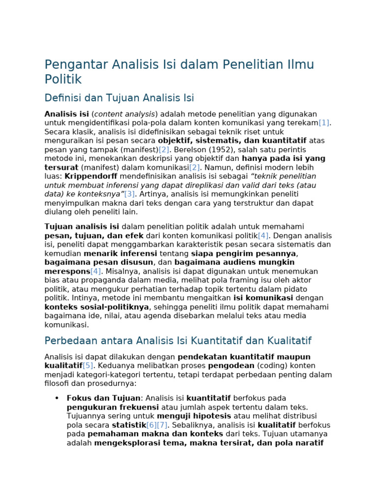 Analisis Isi dalam Penelitian Politik | PDF