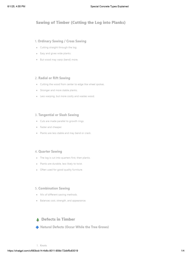 Sawing and Defects of Timber | PDF | Lumber | Wood