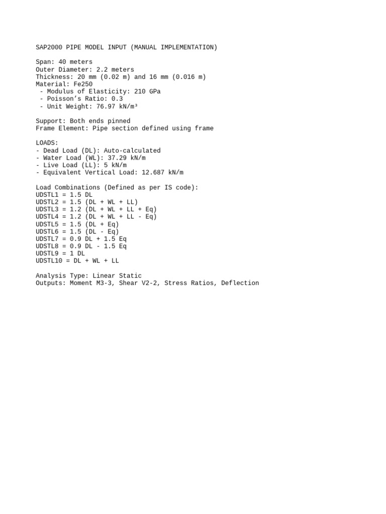 SAP2000 Pipe Model Info | PDF