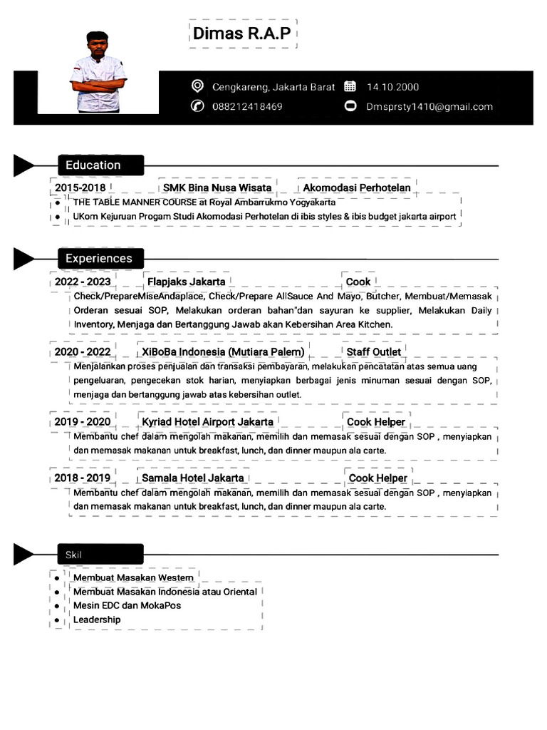 CV Dimas Reza Adi Prastiyo. | PDF