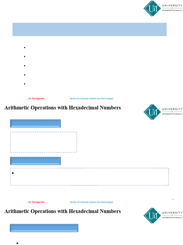 L3-5 Arithmetic Operations With Hexadecimal Numbers | PDF | Subtraction | Arithmetic