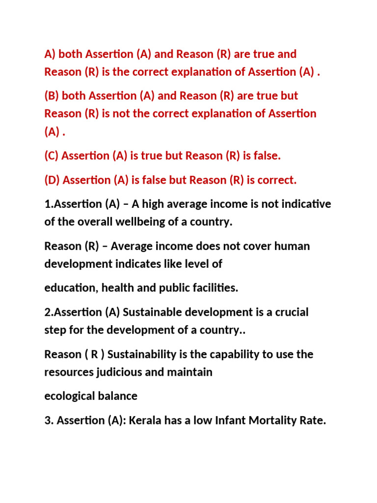 Assertion and Reason CH - 1 | PDF
