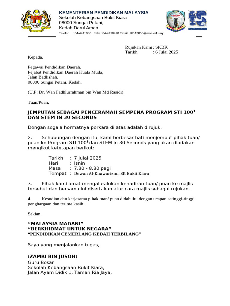 Surat Jemputan - DR WAN STEMdocx | PDF