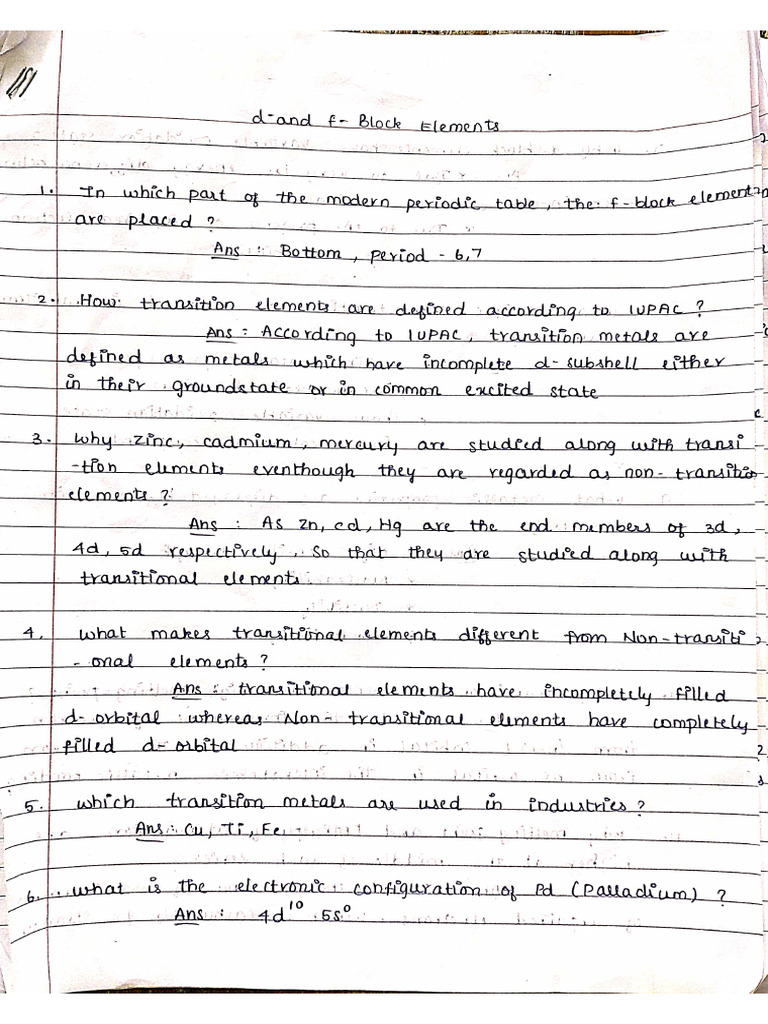 D and F Block Short Answer Questions | PDF