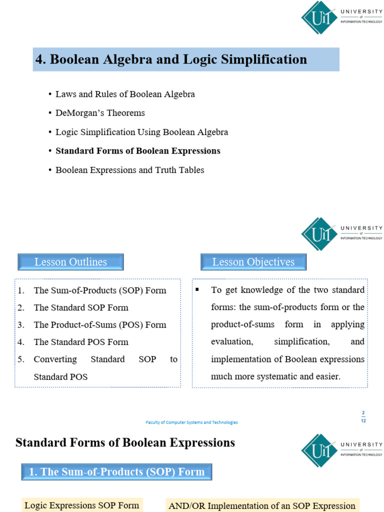 L4-4 Standard Forms of Boolean Expressions | PDF | Boolean Algebra ...