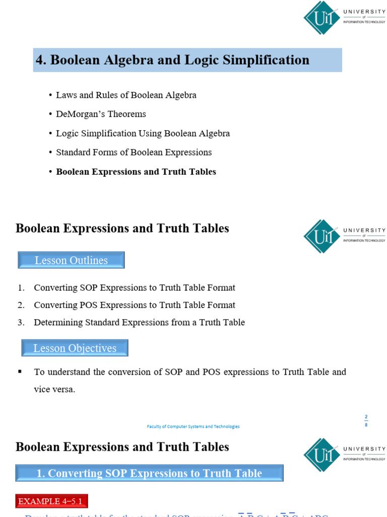 L4-5 Boolean Expressions and Truth Tables | PDF | Boolean Algebra | Teaching Mathematics