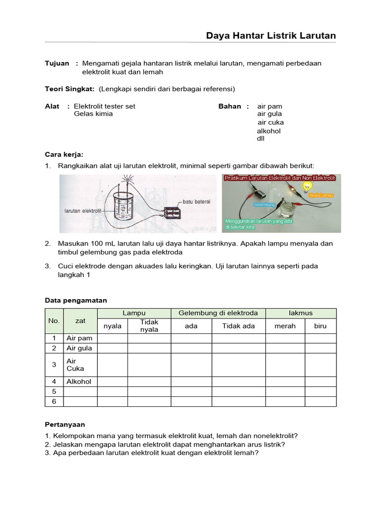 Daya Hantar Listrik Larutan | PDF
