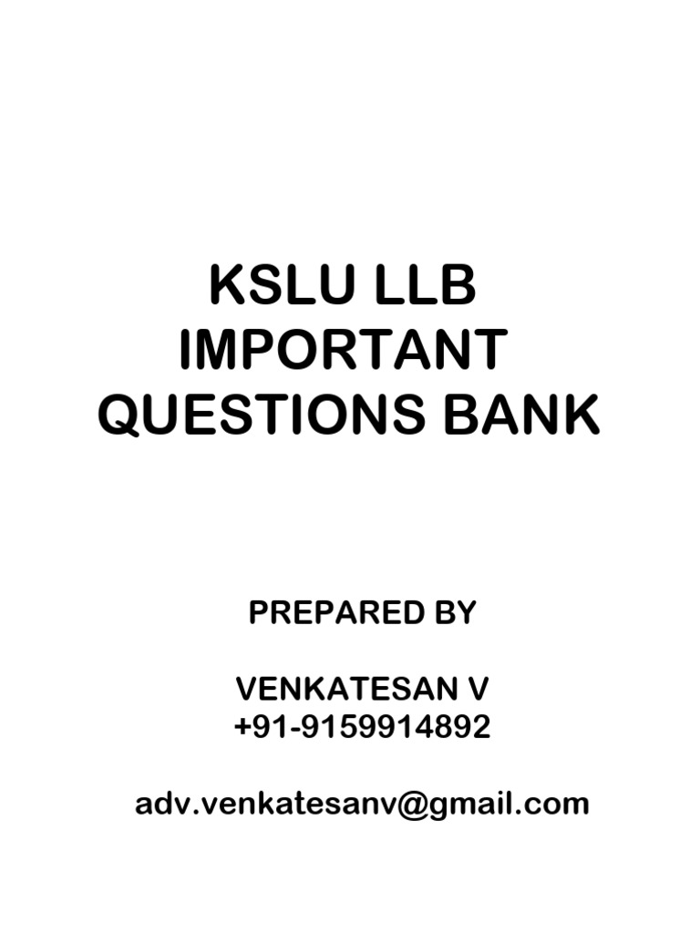 KSLU LLB Important Questions Bank | PDF | Bail | Mortgage Law