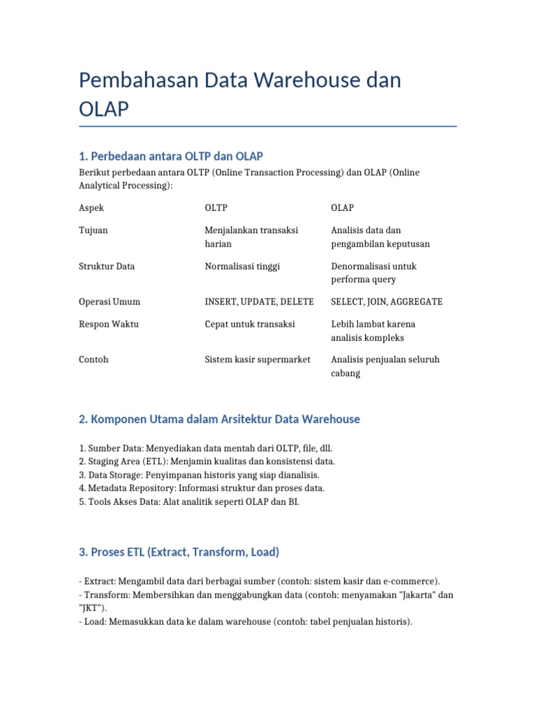 Data Warehouse OLAP | PDF
