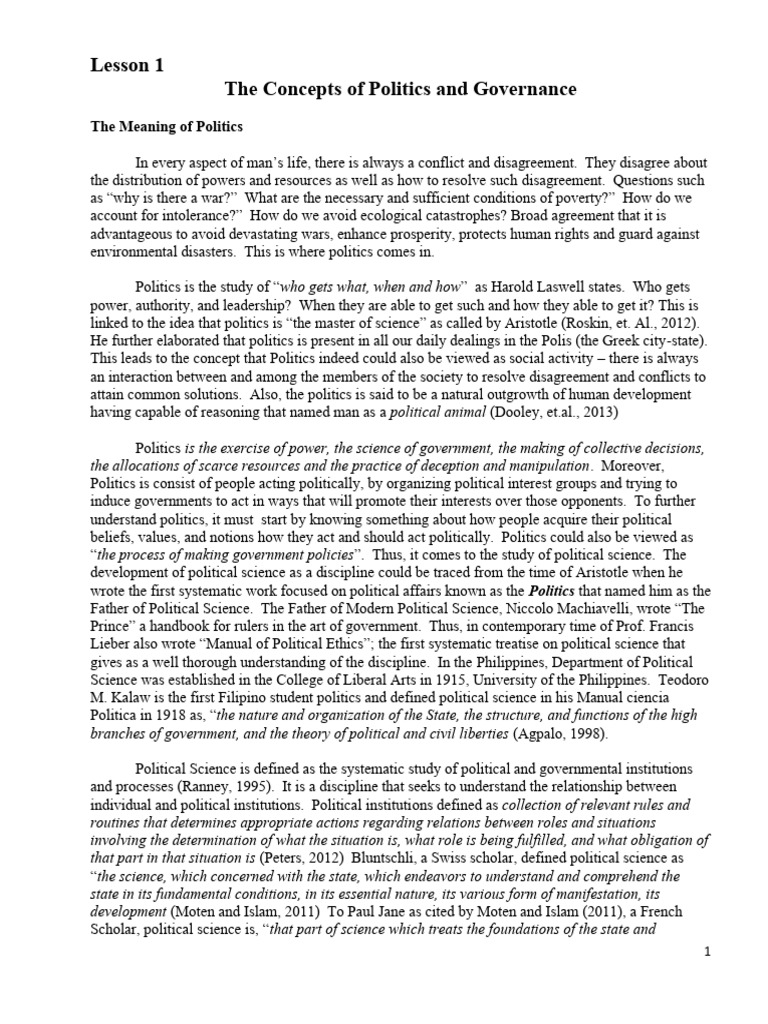 Understanding Politics and Governance Concepts | PDF | Territorial ...