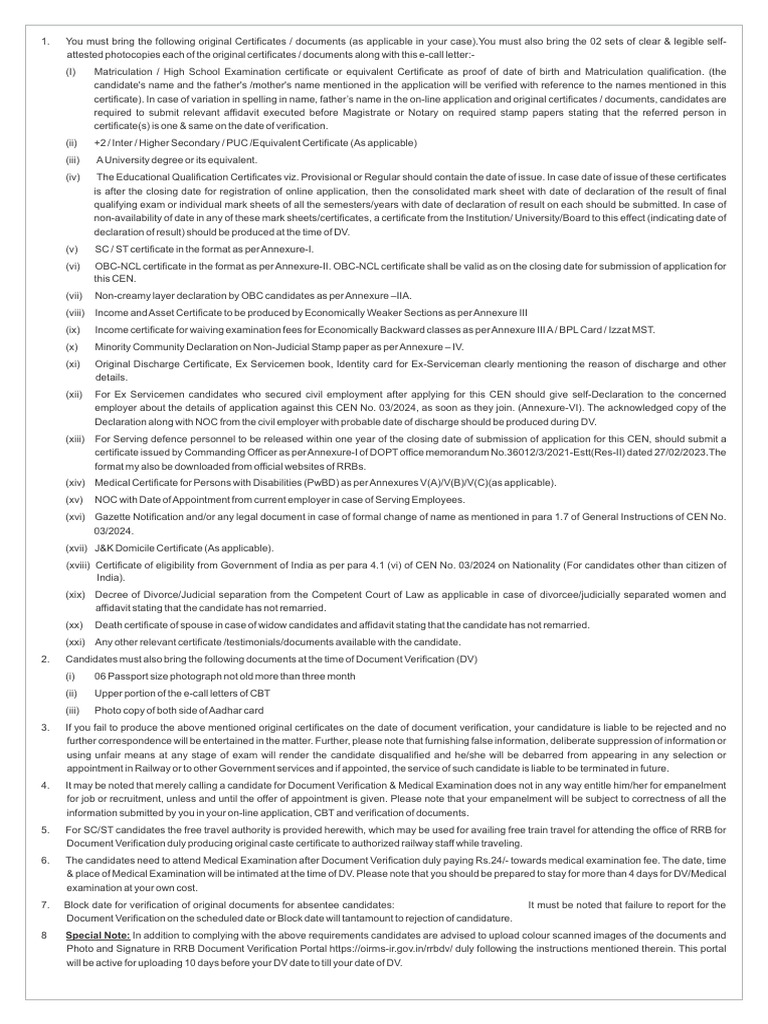 Document Verification Requirements for DV | PDF