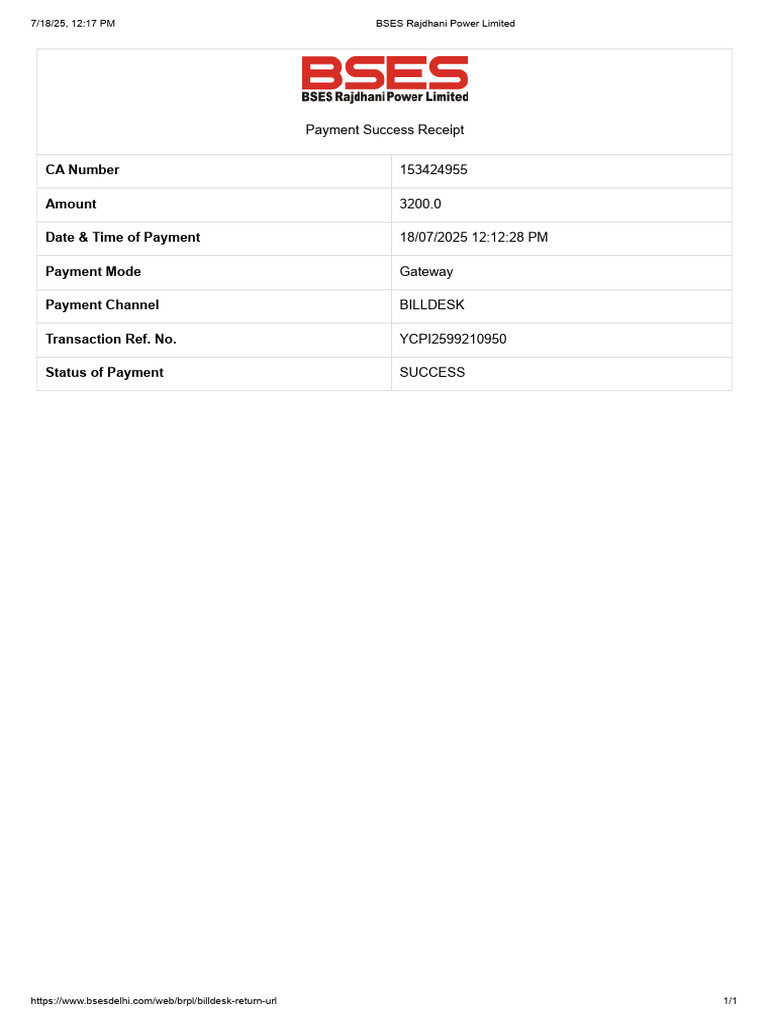 BSES Rajdhani Power Limited | PDF