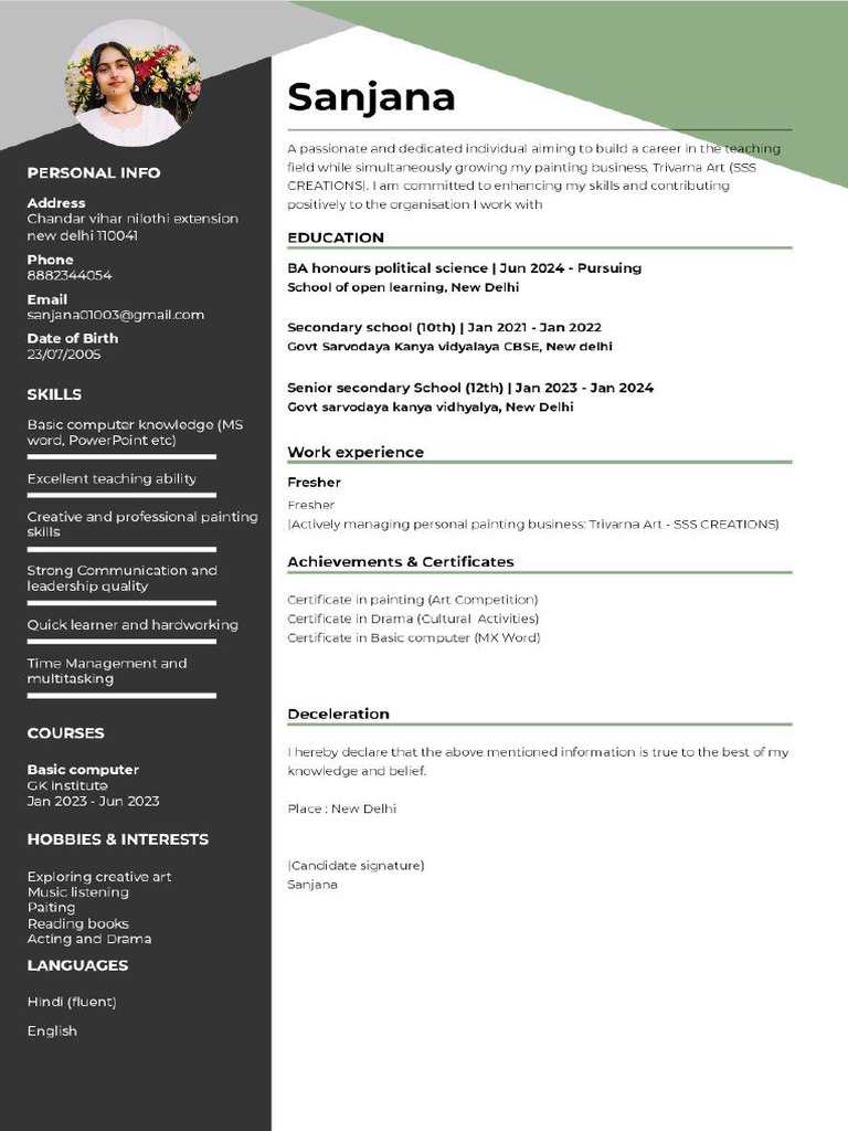 Sanjana Resume | PDF