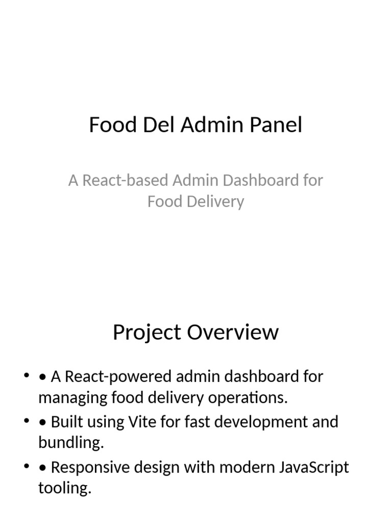 Food Del Admin Panel Presentation | PDF