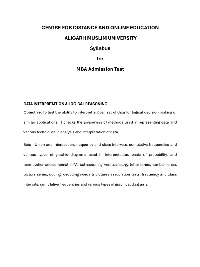 Syllabus Data Interpretation & Logical Reasoning | PDF