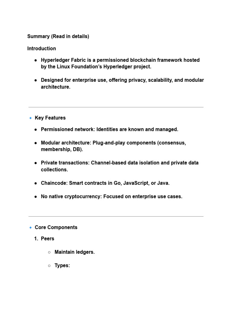 Hyperledger Fabric Summary+MCQ | PDF | Computing | Computer Engineering