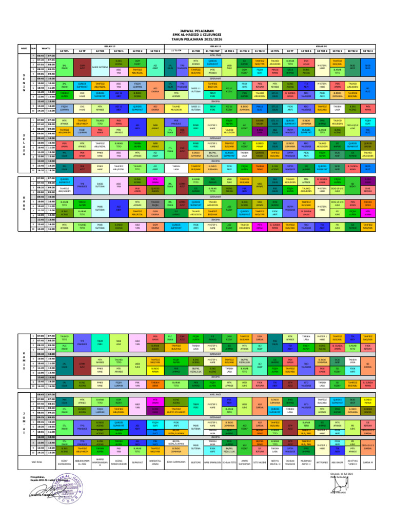 Jadwal PBM Smk1 T.P. 2025-2026 | PDF