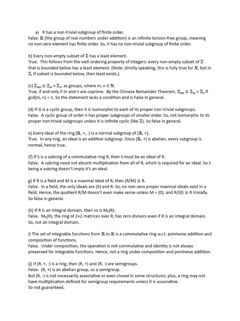 Maths | PDF | Ring (Mathematics) | Integer