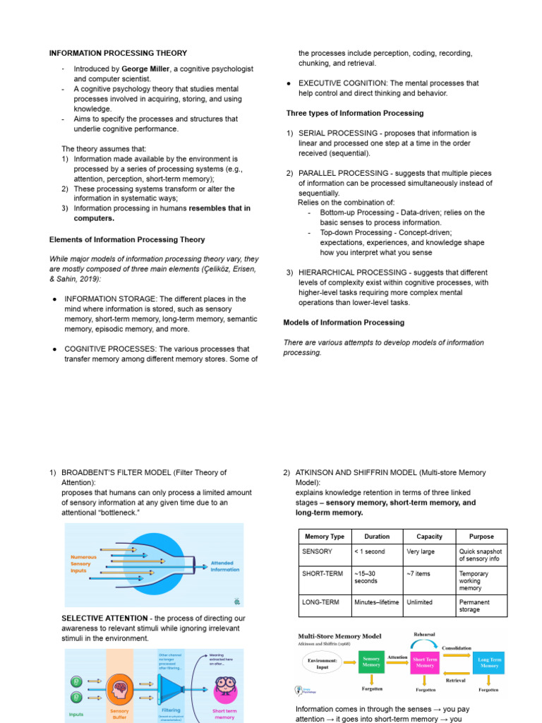 Handouts - Information Processing Theory | PDF | Memory | Information