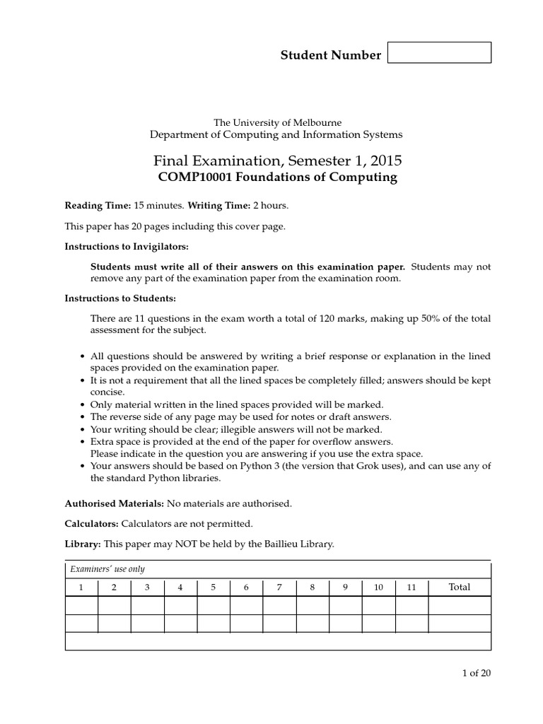 2015 Foundations of Computing S1 Final Exam | PDF | Comma Separated Values | Argument