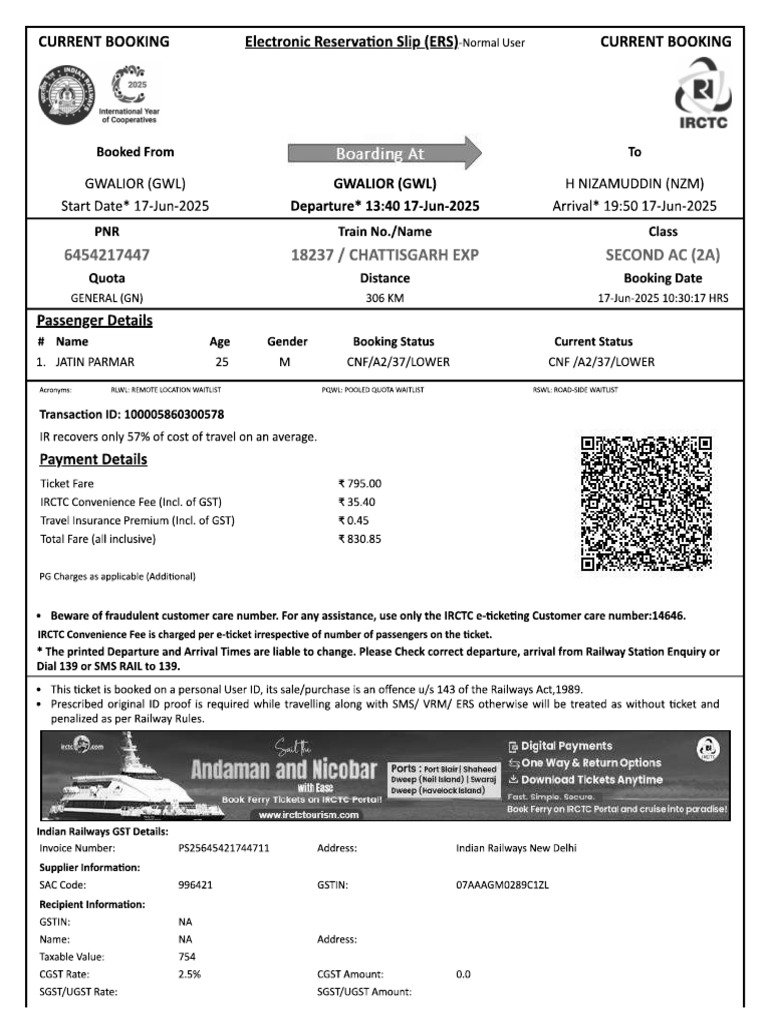 Jatin Ticket | PDF