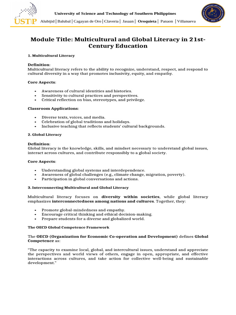 Edu 223 Module 2 Final Period | PDF | Cross Cultural Communication | Literacy