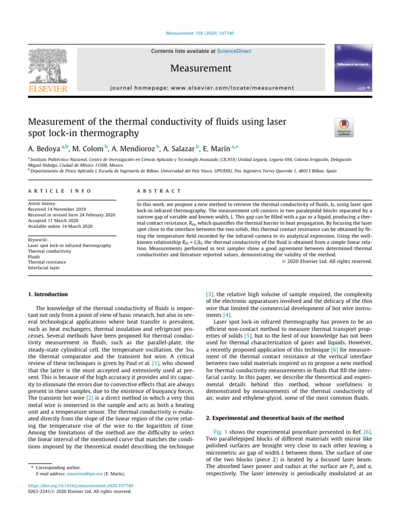Laser Thermography for Fluid Conductivity | PDF | Thermography ...