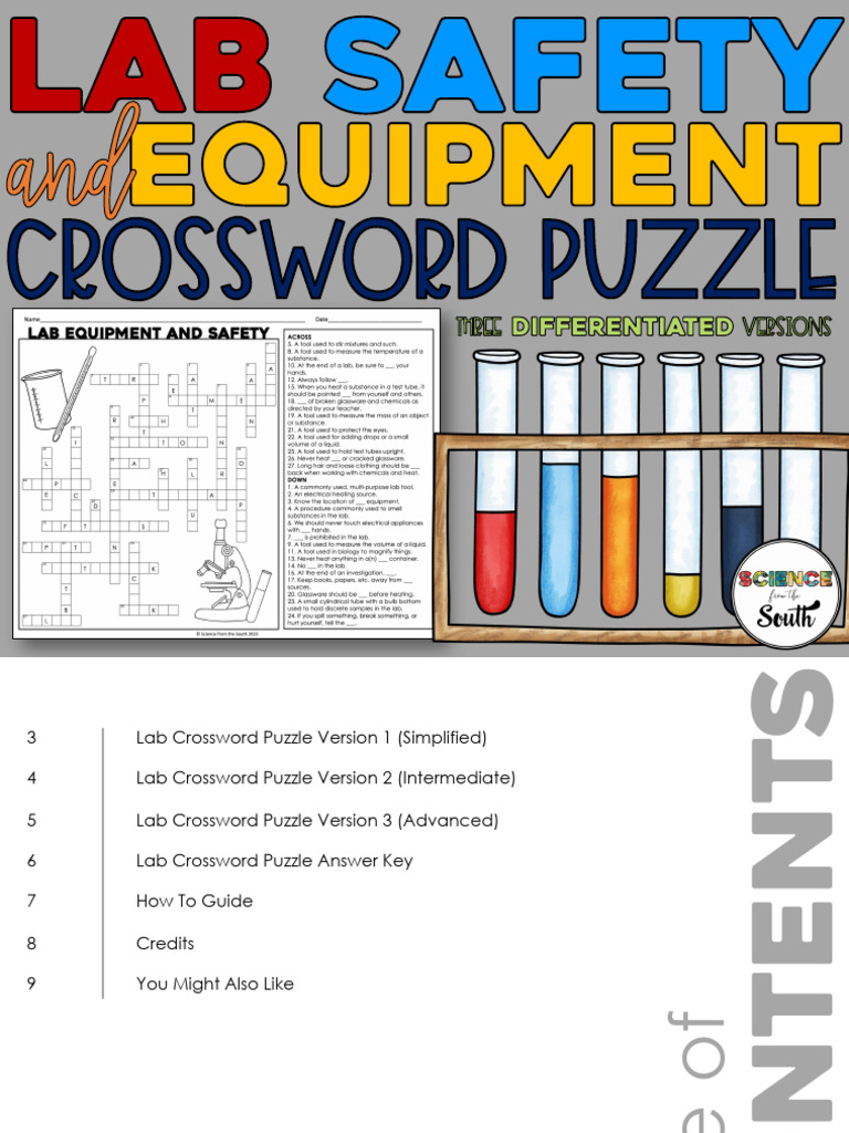 Lab Equipment and Safety Crossword | PDF | Chemical Substances | Heat