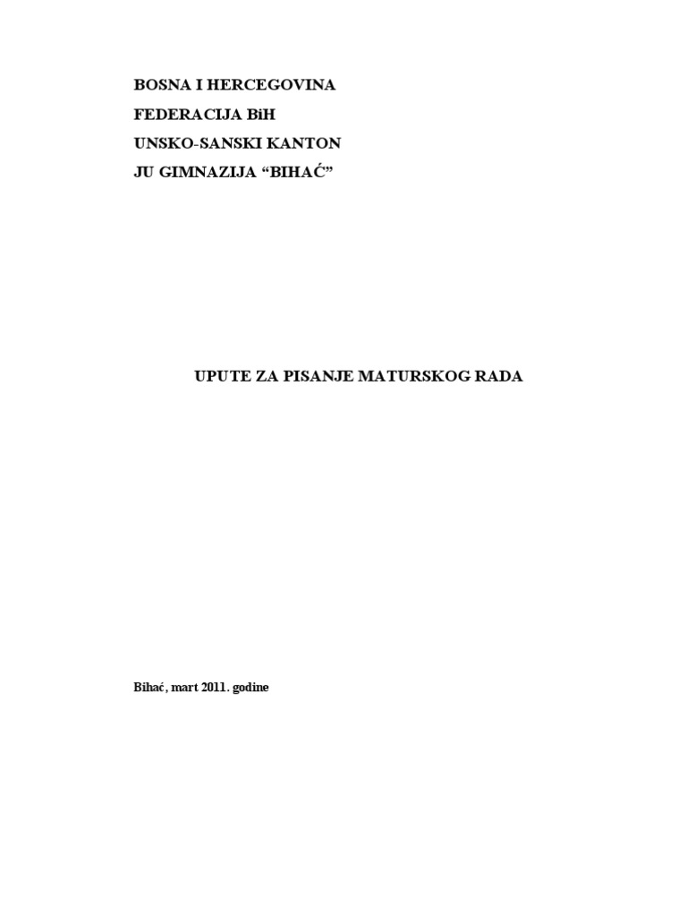Upute Za Izradu Maturskog Rada | PDF