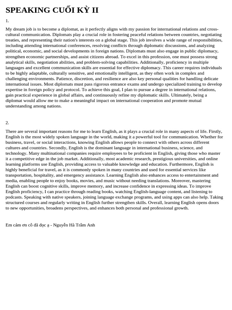 My Dream Job: Becoming a Diplomat | PDF | Diplomacy | Negotiation
