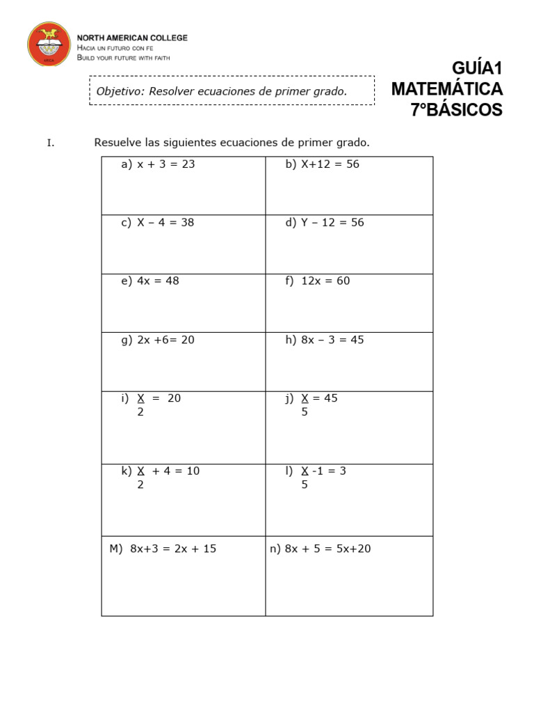 Guia 1 Matematica 7mo Basico U0 | PDF