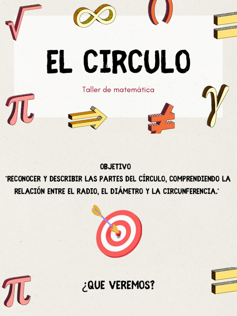 Presentación Diapositivas Matemáticas Proyecto Sencilla Crema | PDF | Pi | Circulo