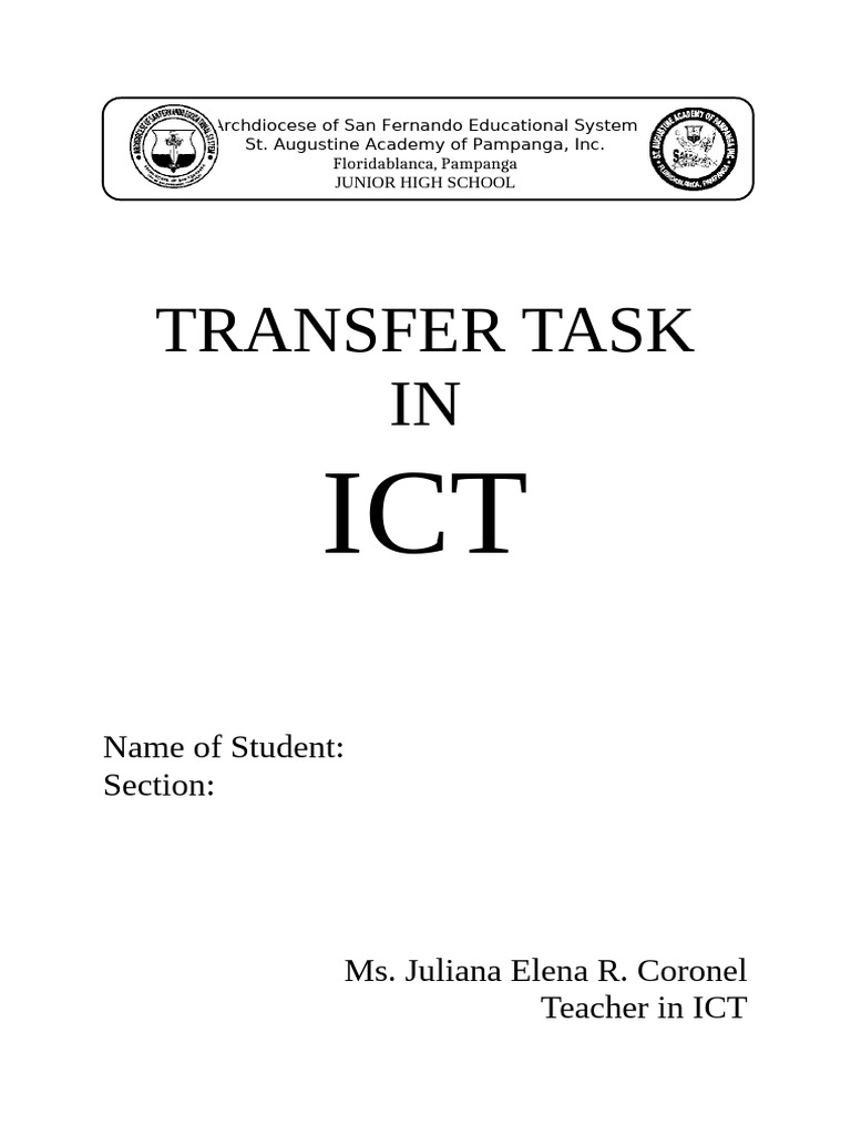 ICT T.task Front Page | PDF