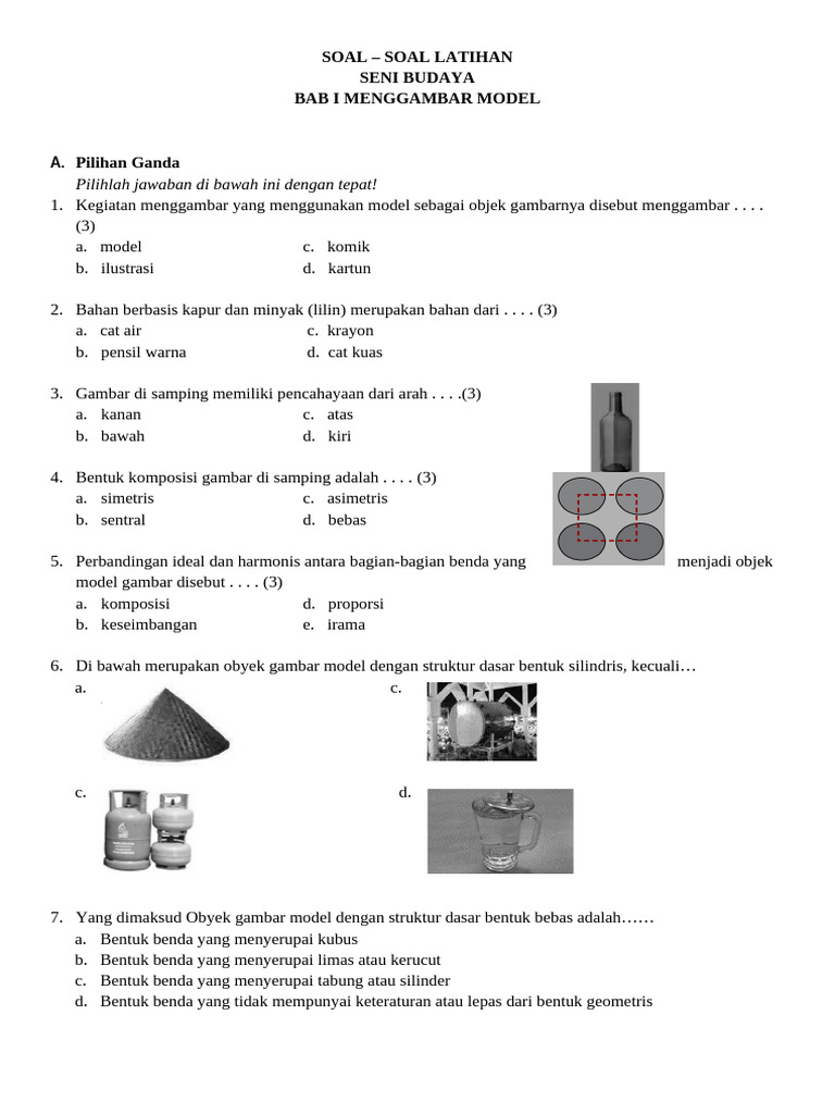 Soal Latihan Menggambar Model Kelas 6 | PDF