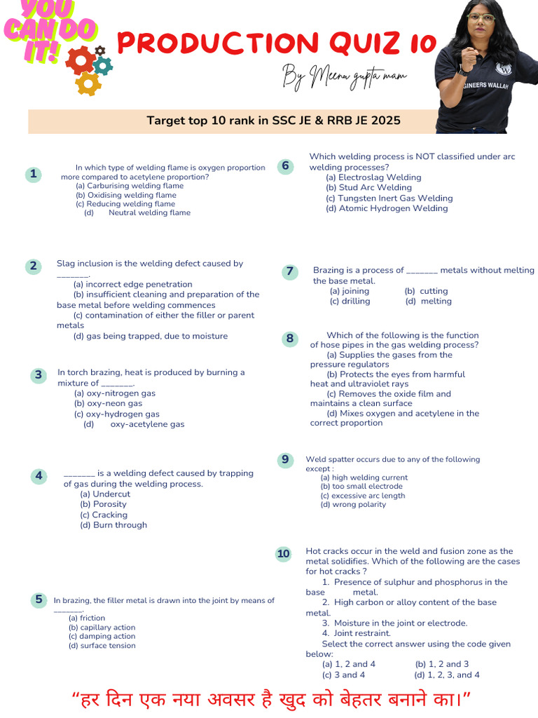Quiz 10 | PDF | Welding | Construction