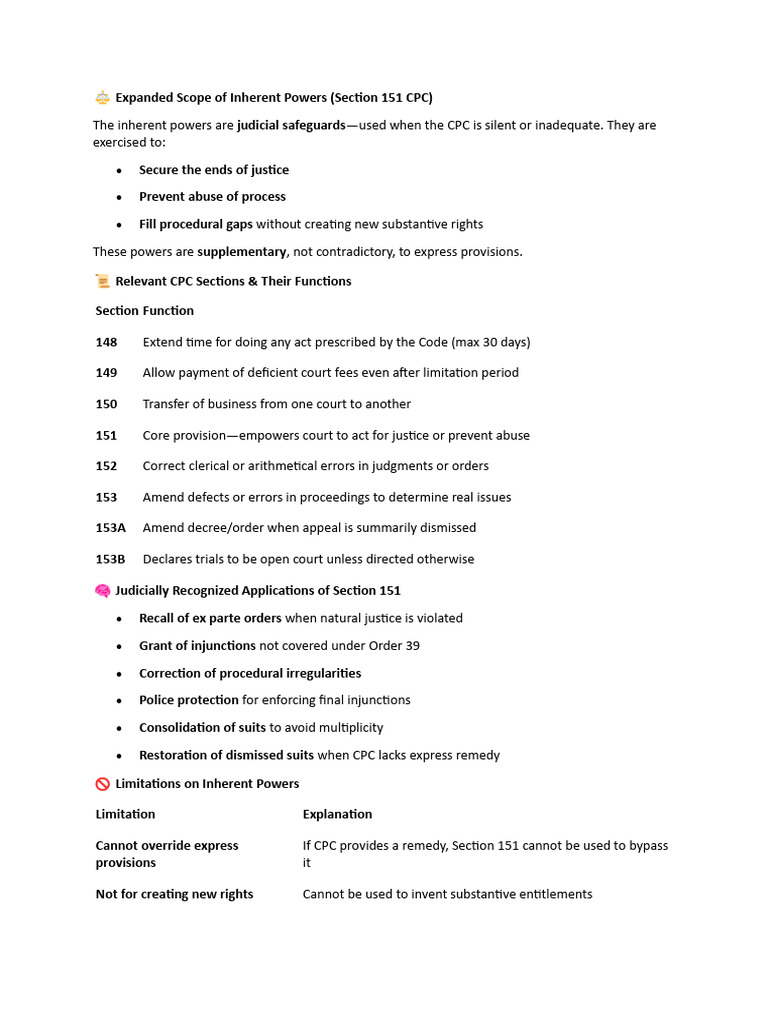 Inherent Powers Under Section 151 CPC | PDF | Legal Remedy | Appeal