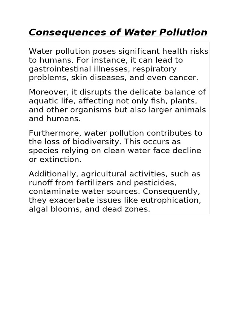 Consequences of Water Pollution | PDF