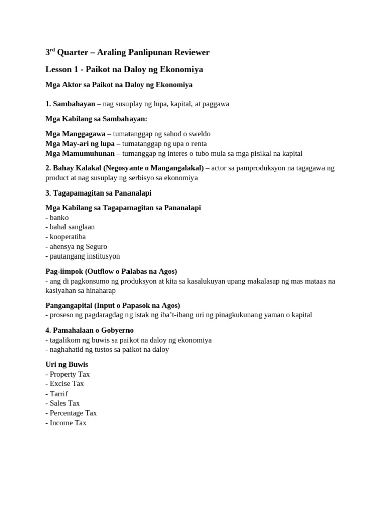 3rd Quarter AP Reviewer | PDF