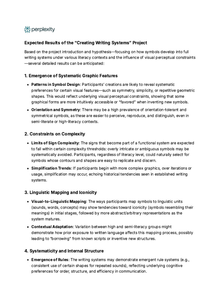Expected Results of The "Creating Writing Systems" | PDF | Perception ...