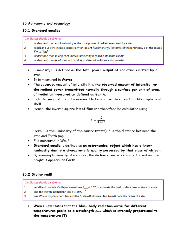 Astronomy: Luminosity and Hubble's Law | PDF | Redshift | Stars