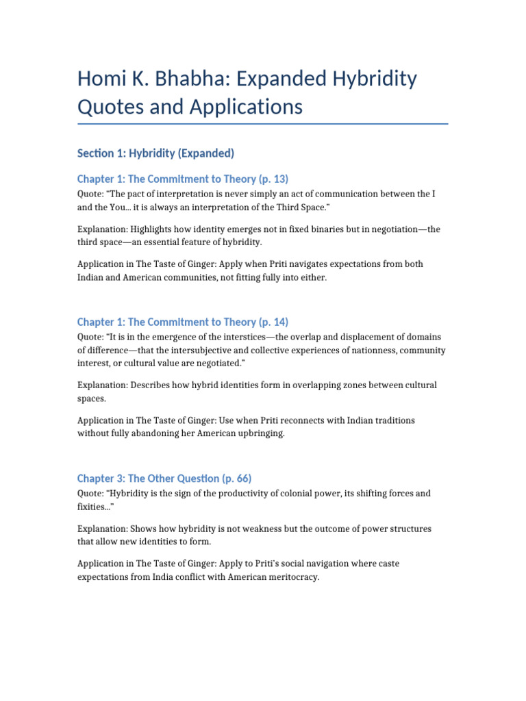 Bhabha's Hybridity and Third Space Theory | PDF | Social Psychology ...