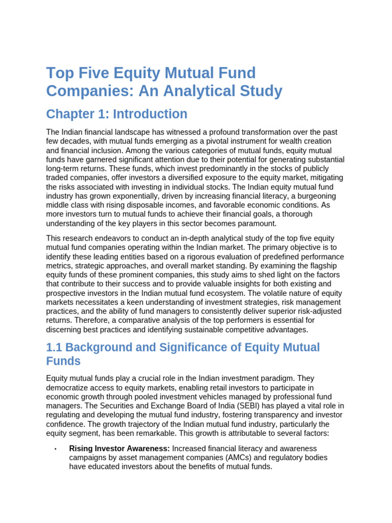 Equity Mutual Fund Analysis | PDF | Investment Management | Investing