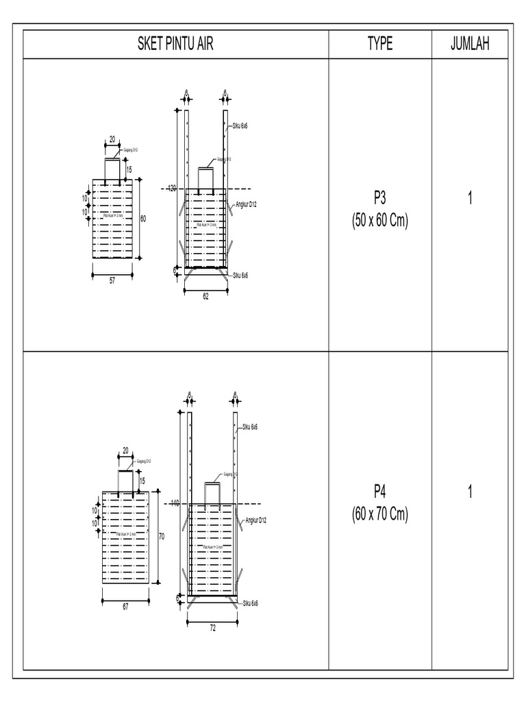 Sket Pintu Air Type Jumlah: Siku 6x6 | PDF