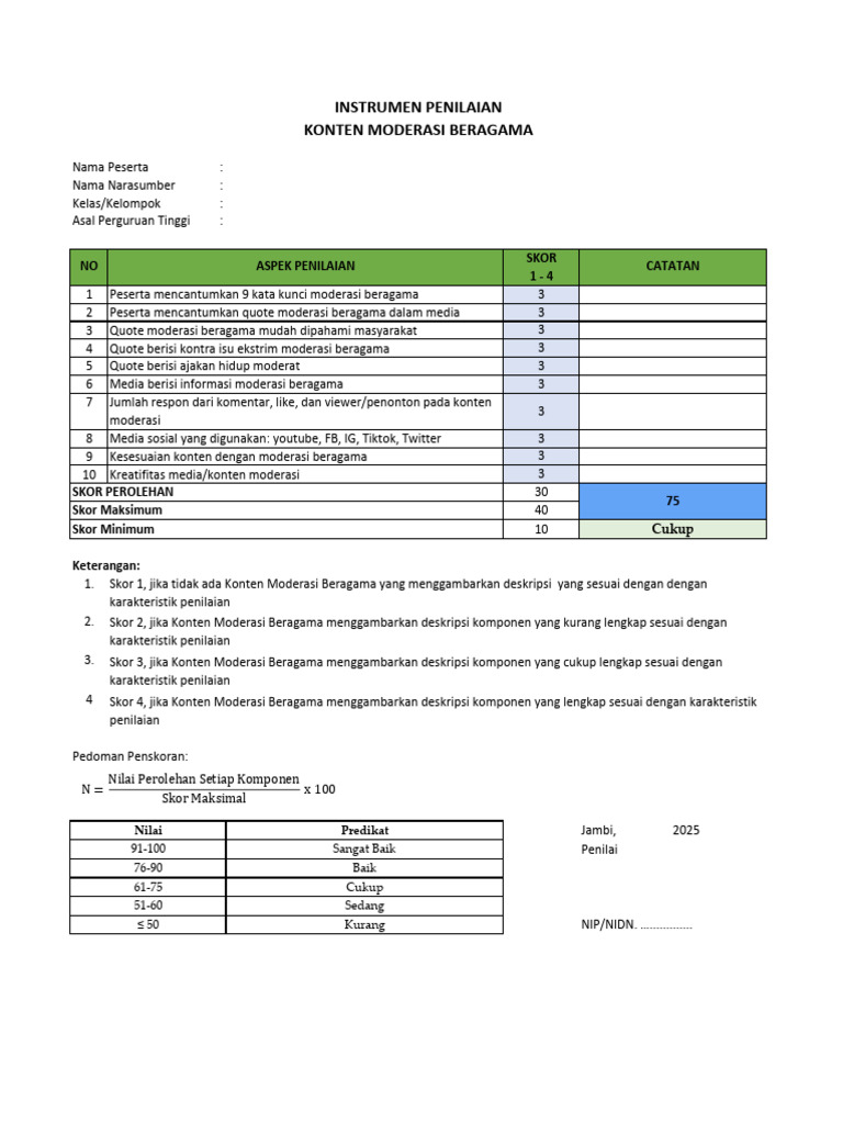 Instrumen Penilaian PKDP 2025 - 3 | PDF
