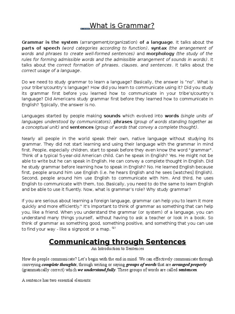 Grammar Handout | Download Free PDF | Adverb | Subject (Grammar)