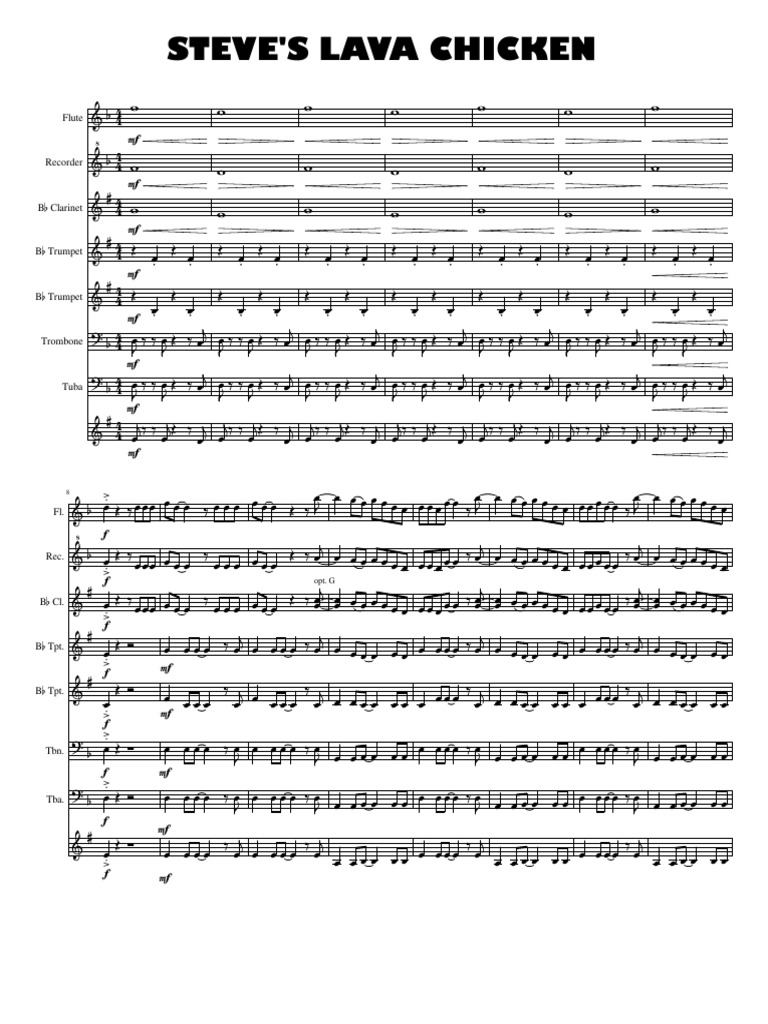 Steve's Lava Chicken Sheet Music | PDF | Popular Music | Aerophones